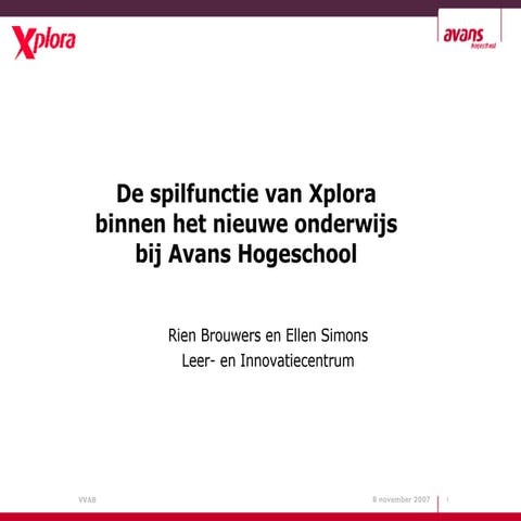 Xplora Avans hogeschool Breda | PPT