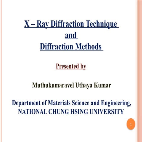 X Ray Differaction XRD in Solid Sate Physics | PPTX
