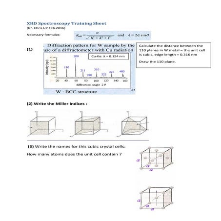 XRD spectroscopy training sheet | PDF