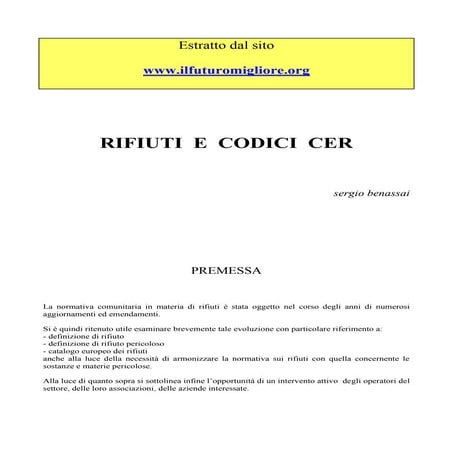 RIFIUTI E CODICE CER | DOCX