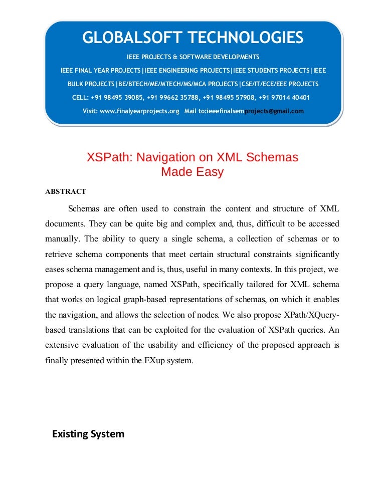 2014 Ieee Java Data Mining Project Xs Path Navigation On Xml Schemas 0753