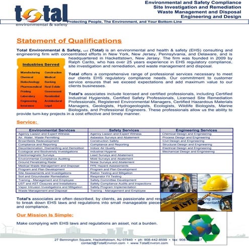 Statement Of Qualifications | PDF