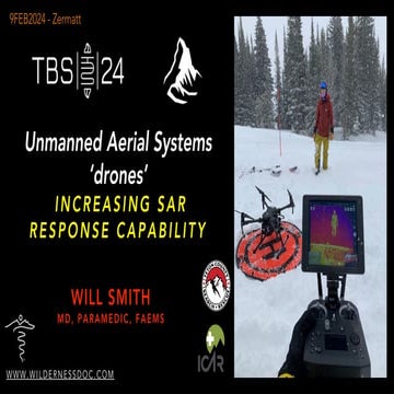 Unmanned aerial systems "drones" - increasing SAR response capability - Will Smith - TBS24 | PDF
