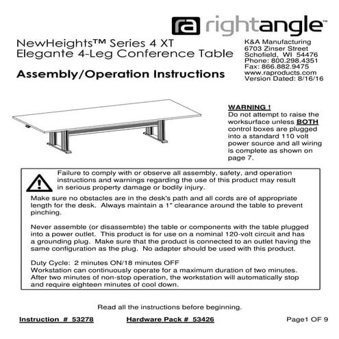 XT 4 Leg Conference Table Instructions | PDF