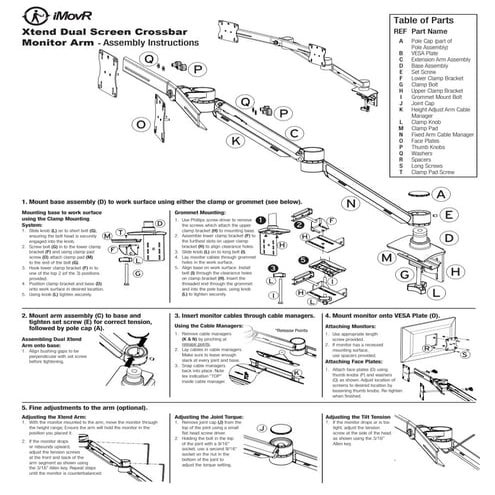 Xtend Dual Screen Crossbar Monitor Arm - Assembly | PDF