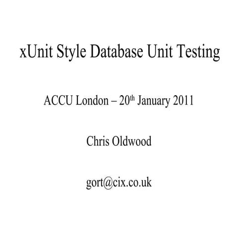 Xunit Style Database Testing Ppt