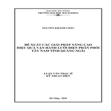 ĐỀ XUẤT CÁC GIẢI PHÁP NÂNG CAO HIỆU QUẢ VẬN HÀNH LƯỚI ĐIỆN PHÂN PHỐI ...