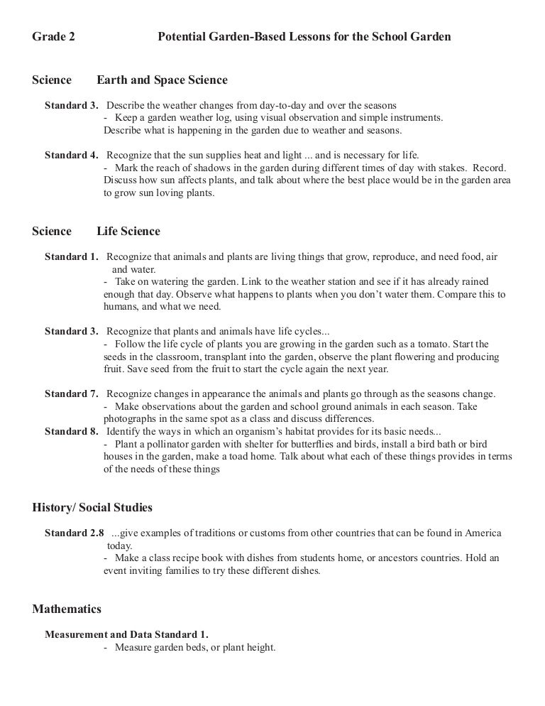 Grade 2 School Garden Lesson Plan Pollination Lesson