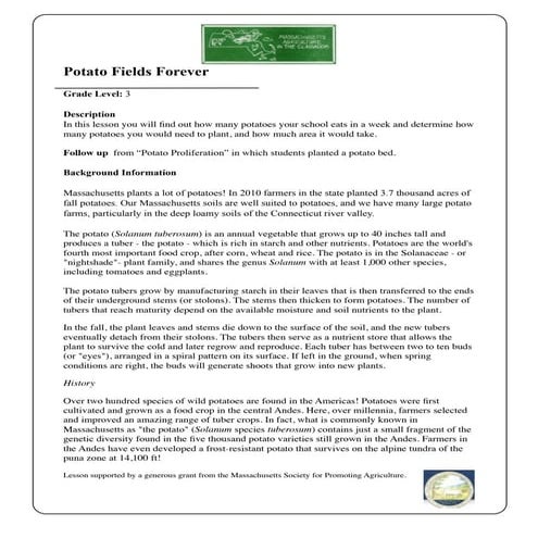 Grade 3 School Garden Lesson Plan - Potato Fields Forever ...