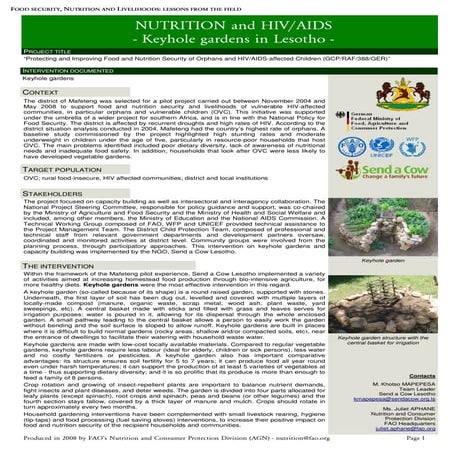 Nutrition and HIV - AIDS: Keyhole Gardens in Lesotho | PDF