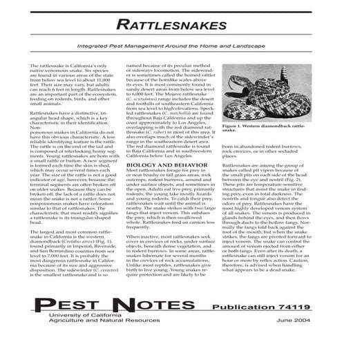 Rattlesnakes Integrated Pest Management | PDF