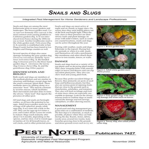 Snails and Slugs Integrated Pest Management | PDF
