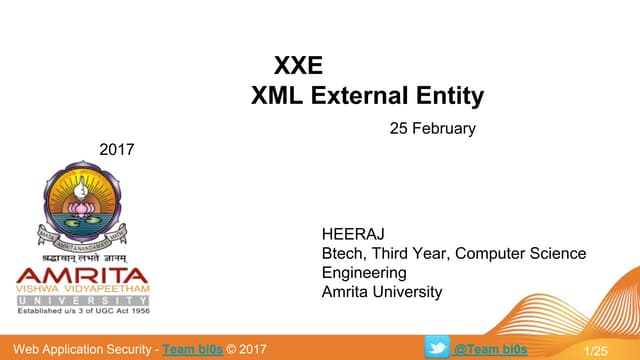Xxe Xml External Entity Ppt