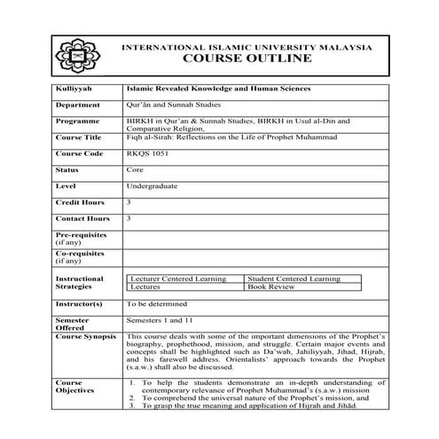 RKQS 1051 - Course Outline | PDF