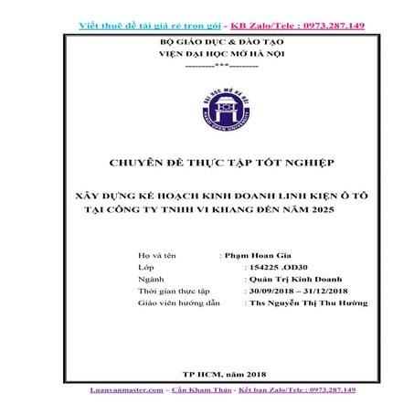 Xây Dựng Kế Hoạch Kinh Doanh Linh Kiện Ô Tô Tại Công Ty Tnhh Vi Khang.docx