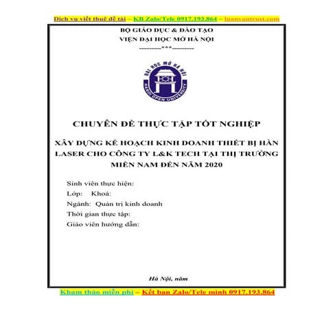 Xây Dựng Kế Hoạch Kinh Doanh Thiết Bị Hàn Laser Cho Công Ty L Tech .doc
