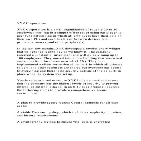 XYZ CorporationXYZ Corporation is a small organization of ro.docx