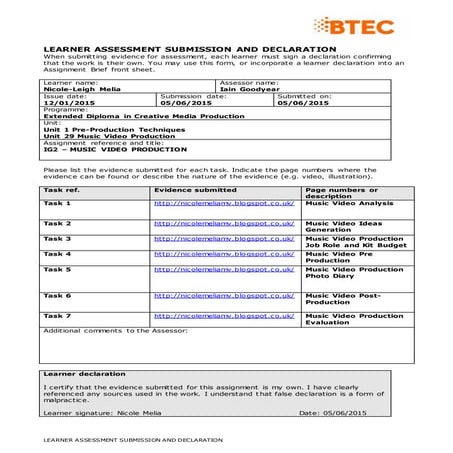 Y1 Games IOg2 learner assessment submission declaration | DOCX