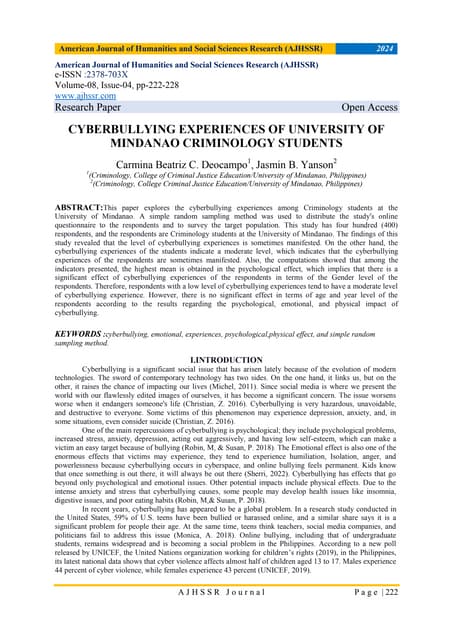 (MEE219) Cyberbullying-Among-Junior-High-School-Students-The-Role-of ...