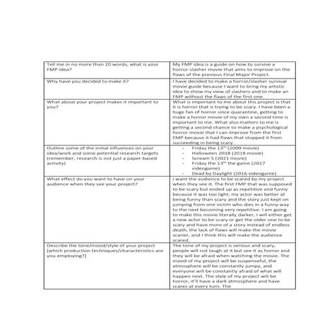 Y2 FMP Pre-Proposal 2021.docx | Movies | Entertainment