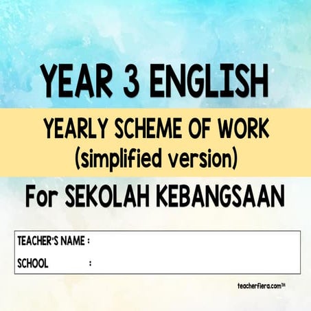 year 3 english scheme of work suitable gor teacher's reference | PPT