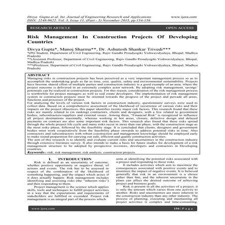 Risk Management In Construction Projects Of Developing Countries | PDF