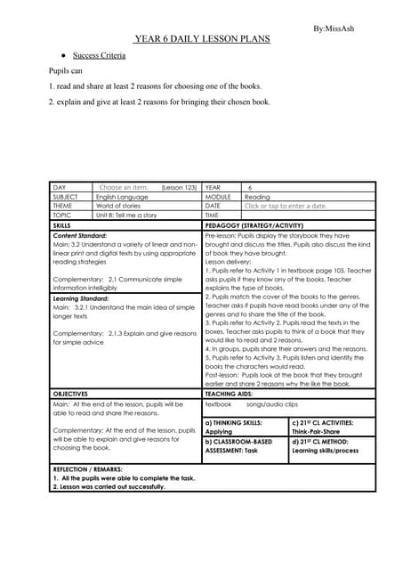 LESSON PLAN Basic sentence pattern | DOCX