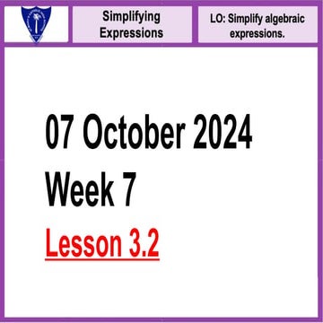 Day 2 - Y8 Simplifying Algebraic expressions with brackets and powers.pptx