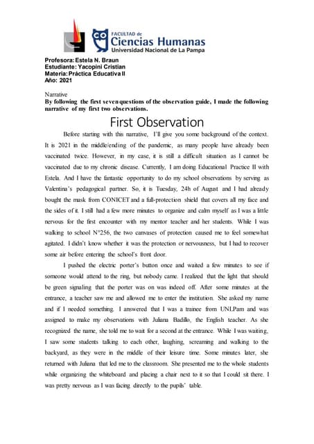 Observation Report N°2 | PDF