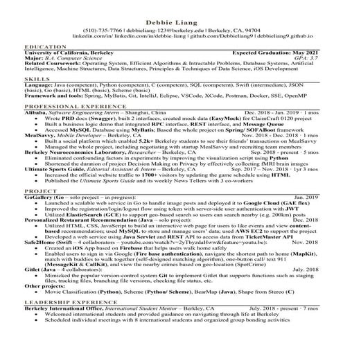 Debbie Liang Resume | PDF