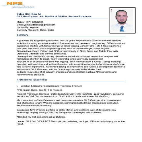 CV Wireline & Slickline Services Expertize | DOCX