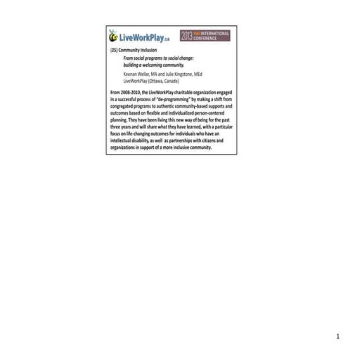 LiveWorkPlay (With Notes) Presentation To YAI Conference 2013 | PDF