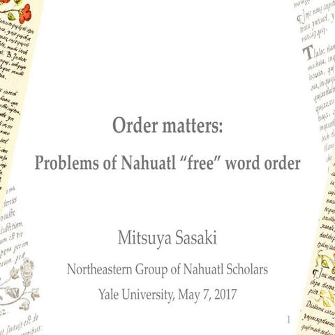 Order matters: Problems of Nahuatl "free" word order | PDF