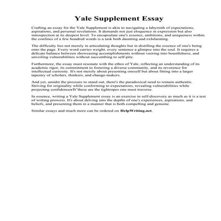 Yale Supplement Essay | PDF