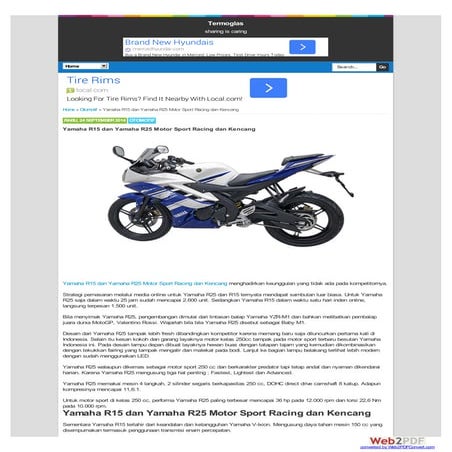 Yamaha R15 dan Yamaha R25 Motor Sport Racing dan Kencang | PDF