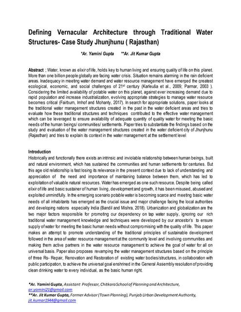 Report on the State of Water structures in Narnaul and its Survey ...