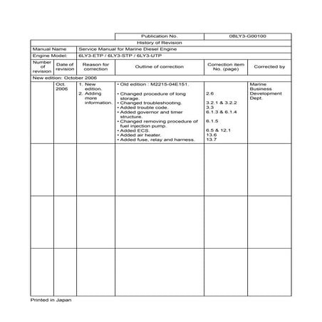 Yanmar 6 ly3 stp marine diesel engine service repair manual | PDF