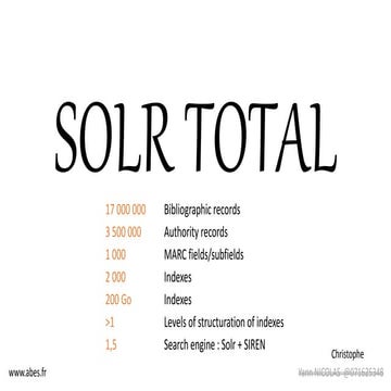SOLR TOTAL. A search engine for each MARC field, subfield, indicator | PPTX