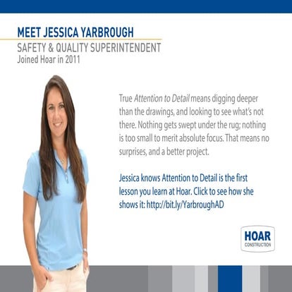 Safety & quality superintendent Jessica Yarbrough has learned strict ...