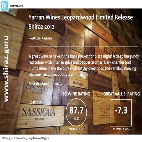 Yarran Wines Leopardwood Limited Release Shiraz 2012 | PPTX
