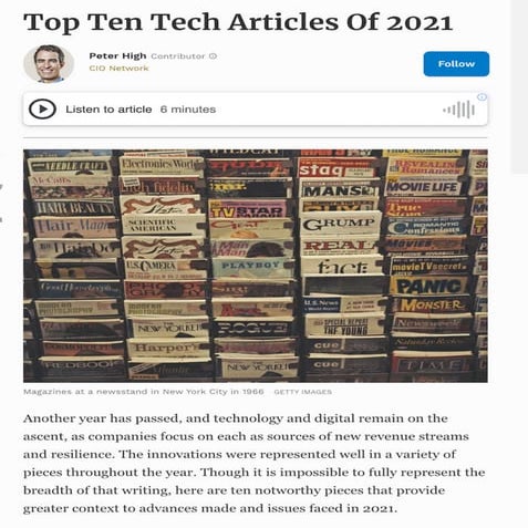 Top Ten Tech Articles Of 2021 | PDF