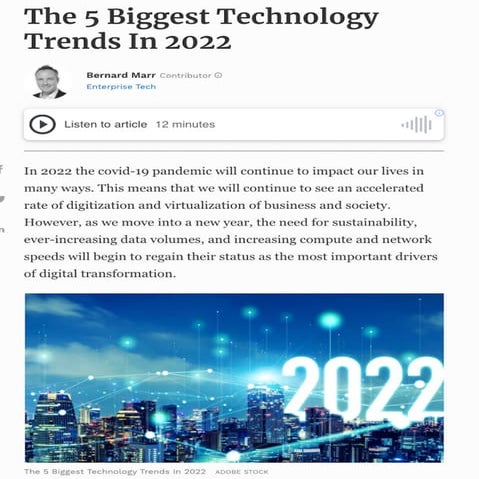 The 5 Biggest Technology Trends In 2022 | PDF