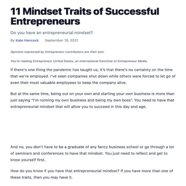 11 Mindset Traits Of Successful Entrepreneurs Pdf