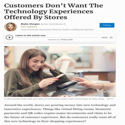 Customers Don't Want The TEchnology Experiences Offered By Stores | PDF