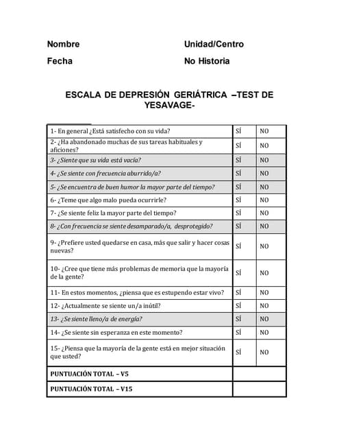 Escala de yesavage | PDF
