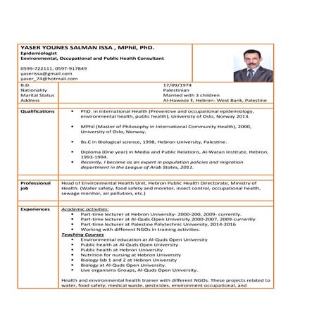 Yaser issa palestine_cv | PDF