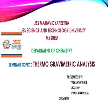 Thermo gravimetric analysis TGA principle factors applications | PPT