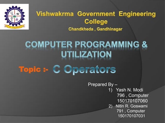 Operator In C Programming Pptx Programming Languages Computing