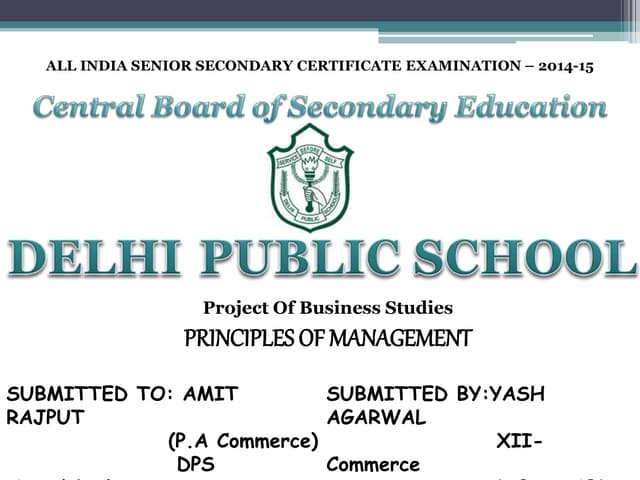 Principles of Management Project CLASS XII | DOCX