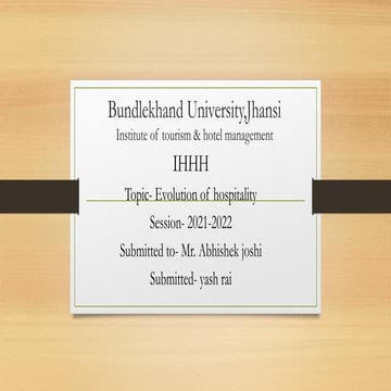 Yash Rai IHHH, Introduction to hotel ... | PPT